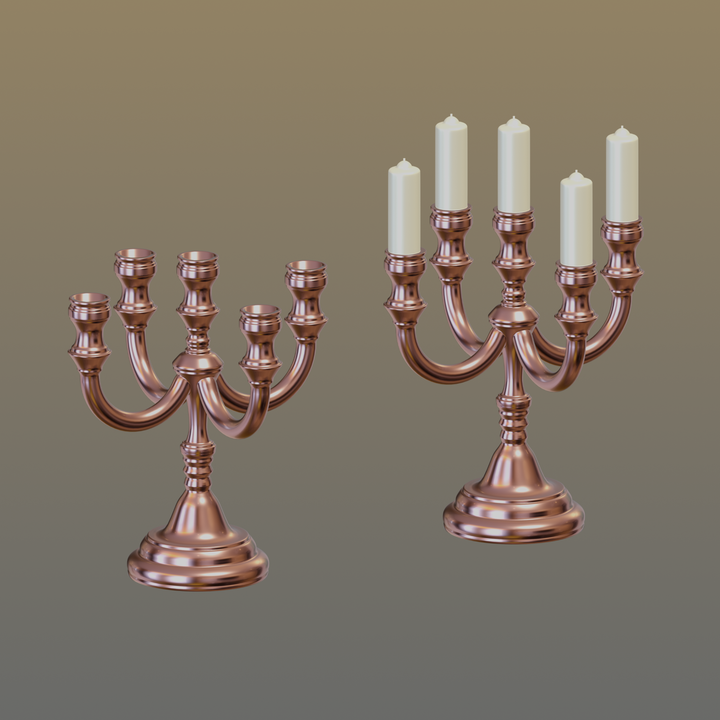 3D Printable set of 6 candelabras with and without candles. Dollhouse 1:12 Scale Miniature by ...
